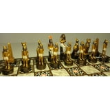 Egyptian Anubis Anubis Buff Gold Chess Set W/ 14" Mosaic Color Board ...