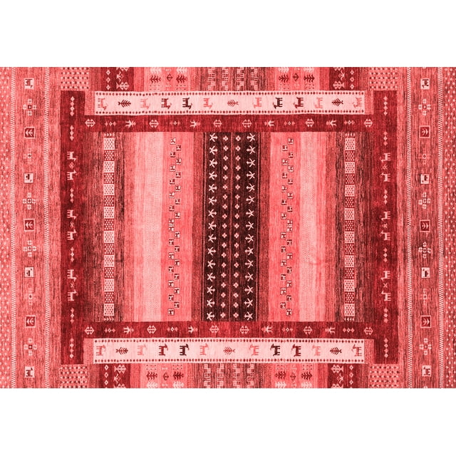 Ahgly Company Machine Washable Indoor Rectangle Abstract Red Modern ...