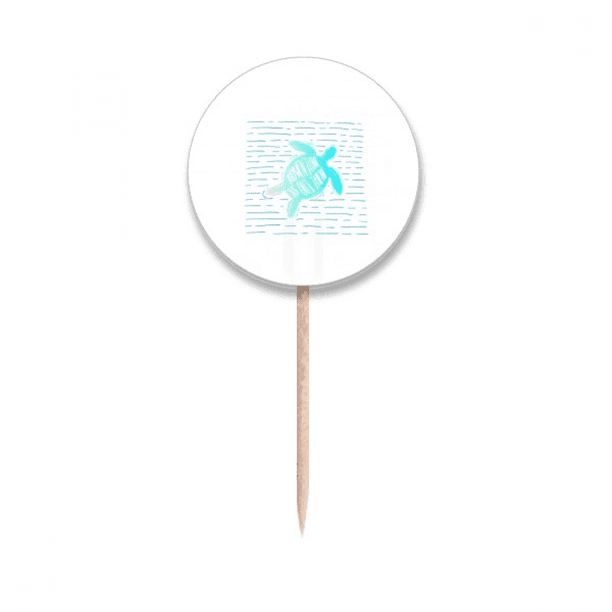Tortoise Ocean Adventure Travel Toothpick Flags Round Labels Party ...