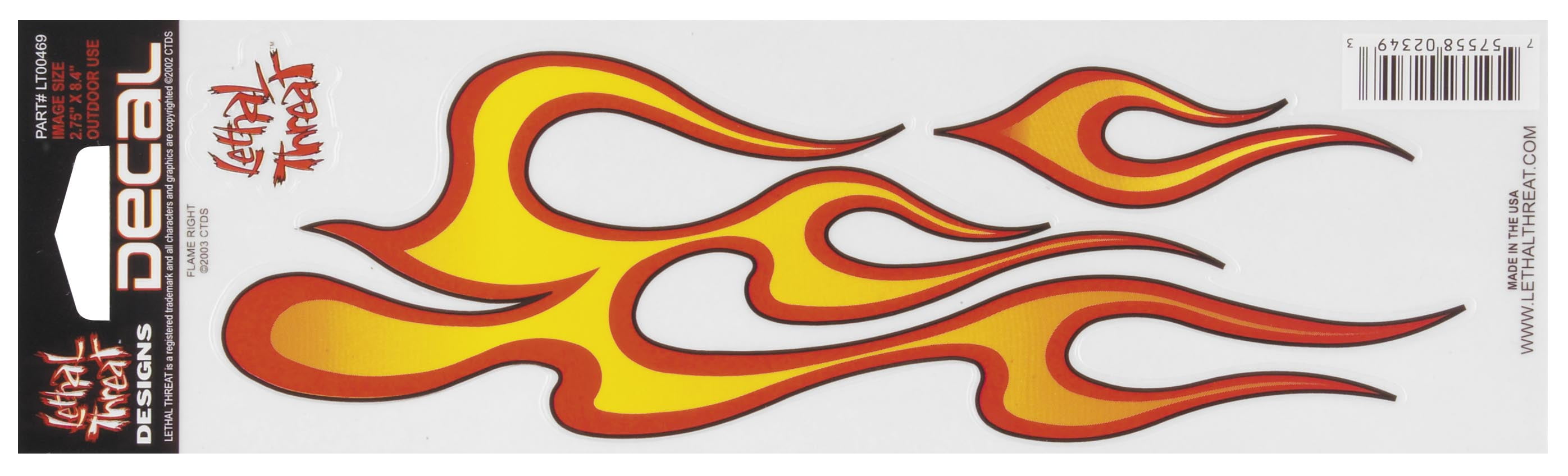 LETHAL THREAT DECALS Decals 3" x 10" Flame Right LT00469 - Walmart.com