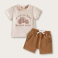 Ashyfjp Boys Daily Set Vintage Print Tee & Drawstring Waist Rolled Hem ...