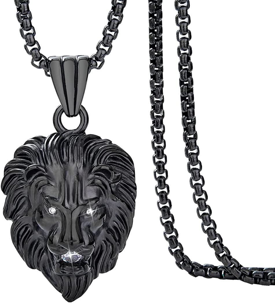 Kingdom 1 Mens Necklace Lion Pendant Necklace, Bigger in Size, Silver ...