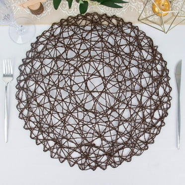 Efavormart 6 Pack 15" Natural Metallic Woven String Round Placemats For ...