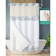 No Hook Shower Curtain with Snap in Liner, Simple Ethnic Style Flowers ...
