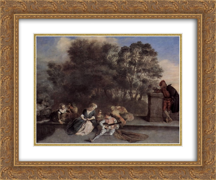 Antoine Watteau 2x Matted 24x20 Gold Ornate Framed Art Print 'Italian ...
