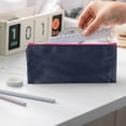 Black Zipper Utility Pouch, PU Leather Cash Deposit Bag Portable Pencil ...