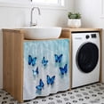 Navy Blue Butterflies Coastal Cabinet Curtains 35''x35'', Summer Beach ...