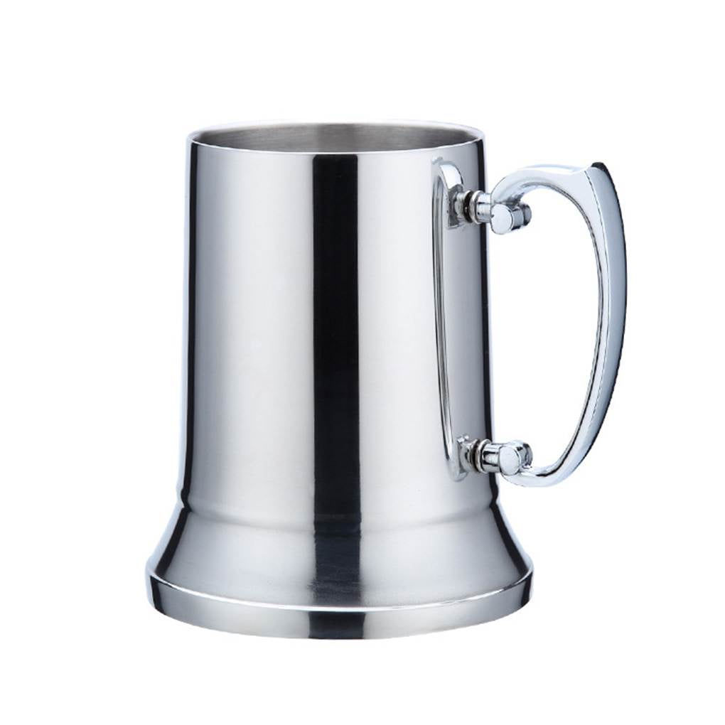 Double Walled Stainless Steel Beer Mug with Handle Tankard Beer Stein ...