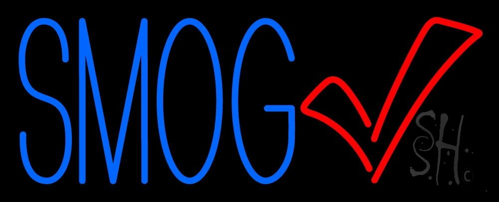 Blue Smog Check With Logo LED Neon Sign 10 x 24 - inches, Clear Edge ...