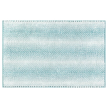 Unique Bargains Chenille Bathroom Rug Absorbent Non-Slip Striped Plush ...