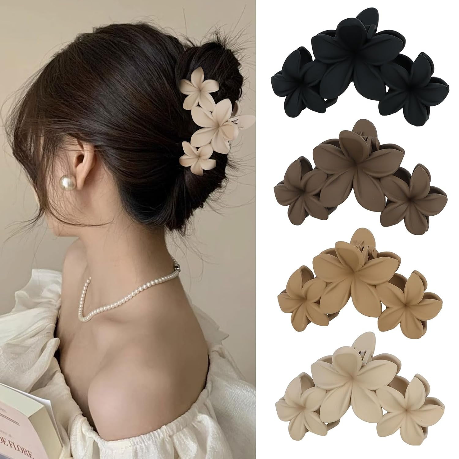 Click here for Unbranded 4pcs Flower Hair Claw Clips Non-Slip Mat... prices