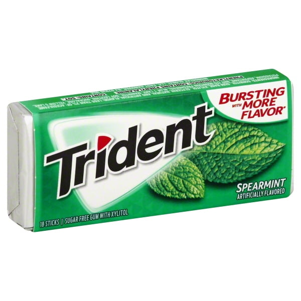 Trident Spearmint Sugar Free Gum with Xylitol, 18 count - Walmart.com ...