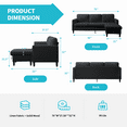 Mixoy Modern L-Shaped Sectional Sofa with Movable Ottoman, 76"W, Dark ...