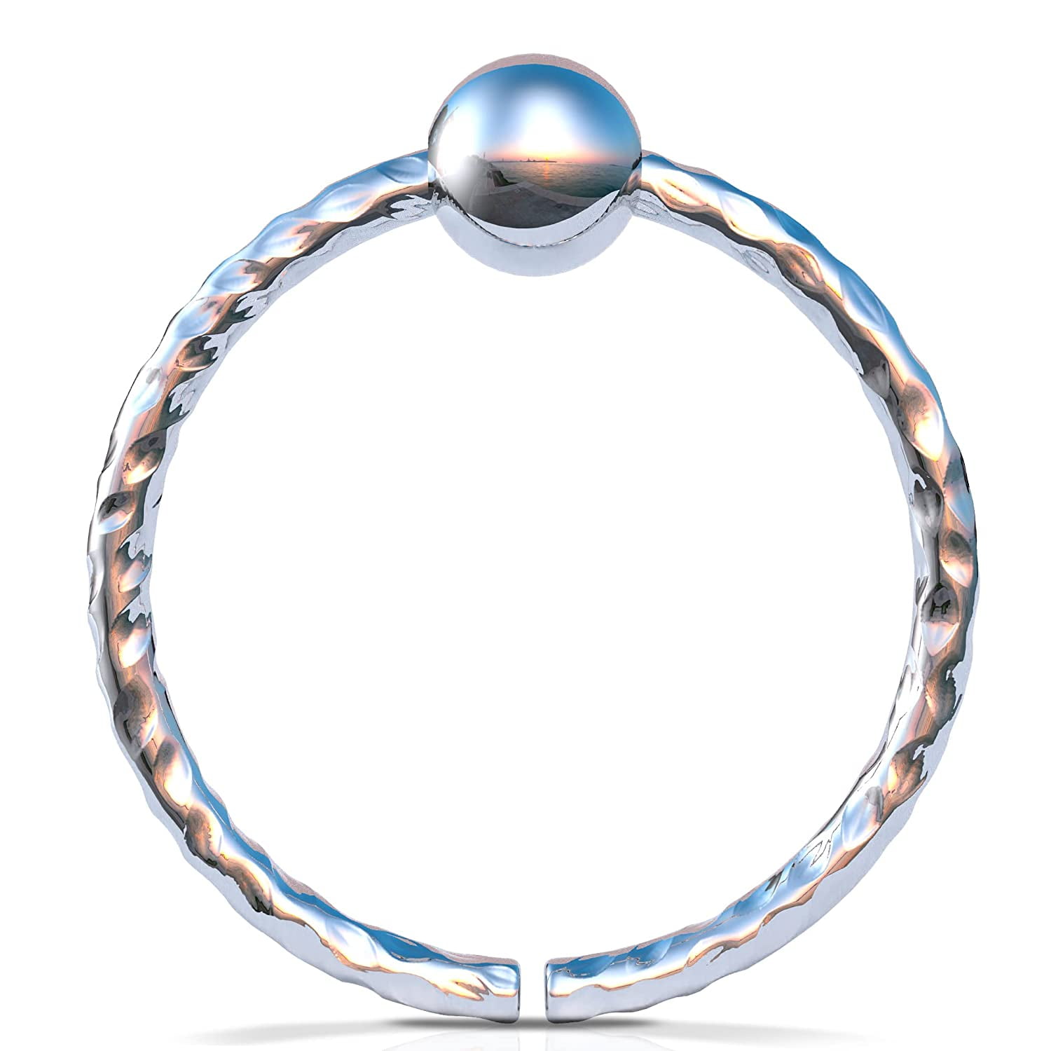 shiyou-Silver hoop earring- 20G Beaded Cartilage Loop Piercing ...