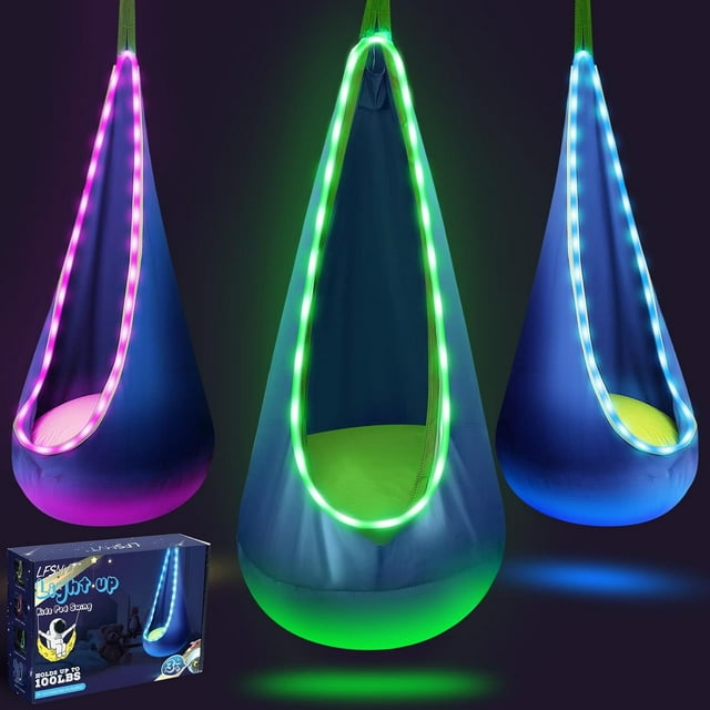 Siège Balançoire pour Enfants, Hamac Suspendu avec Lumières LED, Chaise ...