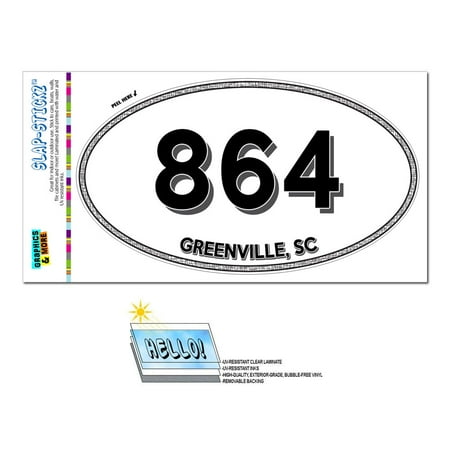 864 - Greenville, SC - South Carolina - Oval Area Code Sticker ...