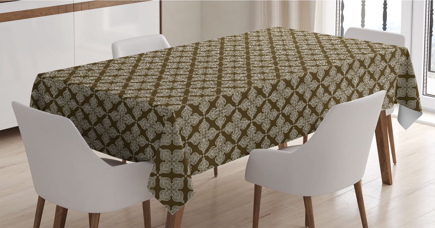 Renaissance Tablecloth, Vintage Damask Classic Floral in Earth Tones ...