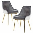 MOJAY Velvet Dining Chairs with Golden Legs, Set of 2, Grey - Walmart.com