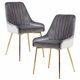 MOJAY Velvet Dining Chairs with Golden Legs, Set of 2, Grey - Walmart.com