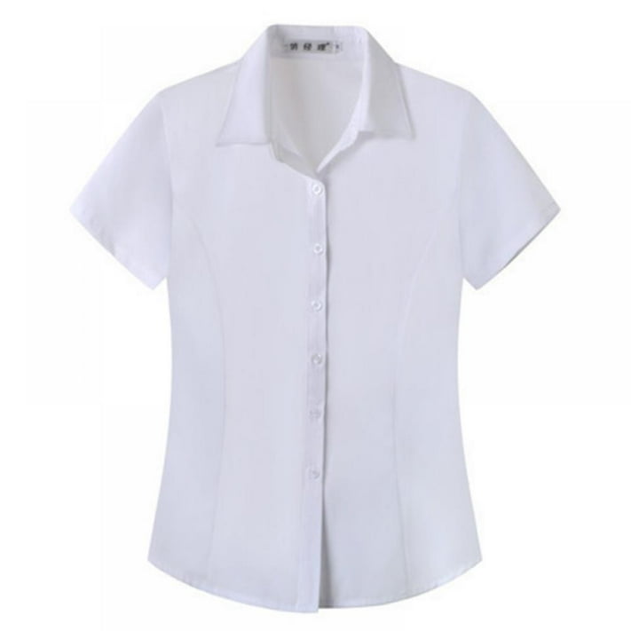 Womens Button Down Shirts Short Sleeve Business Collared Work Office ...