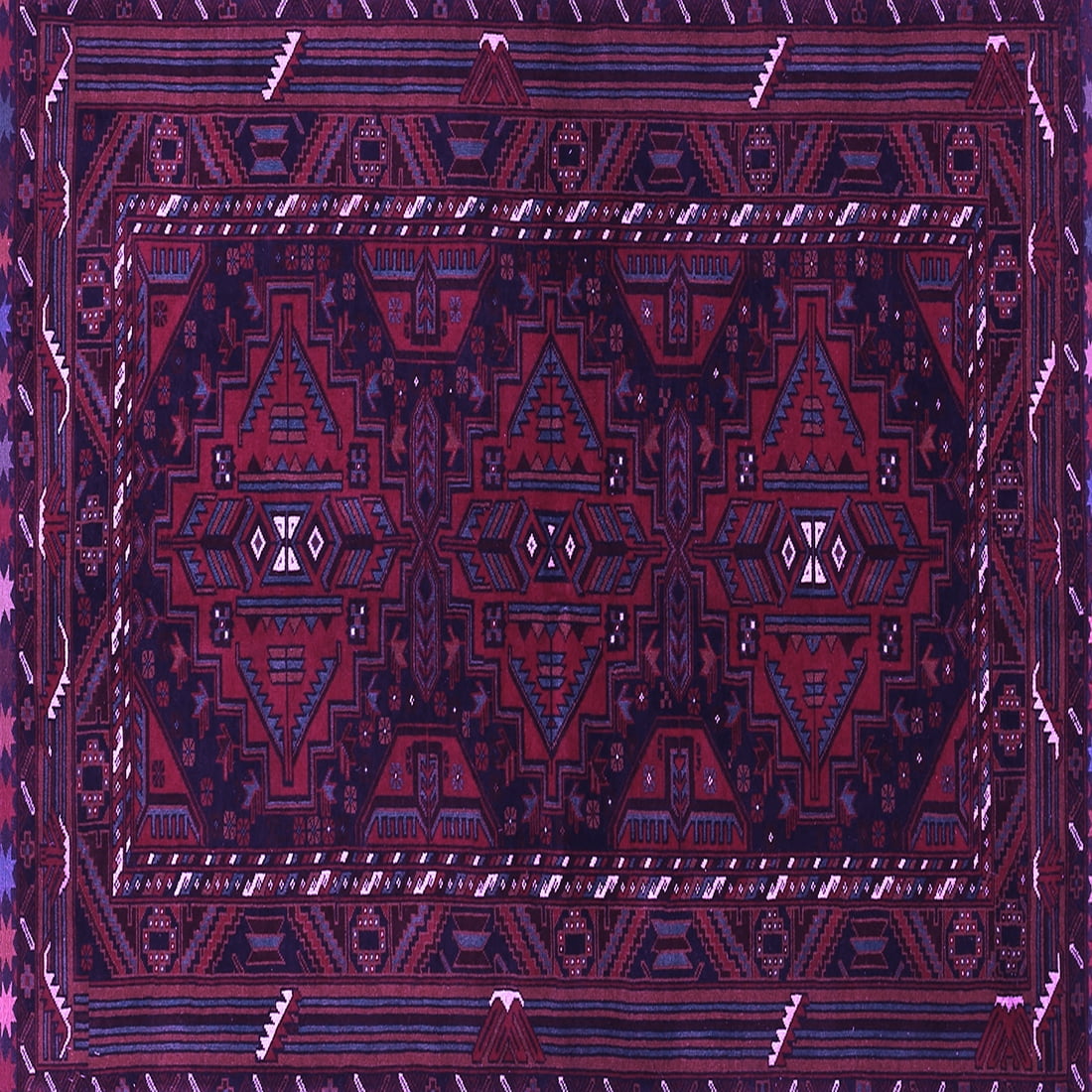 Ahgly Company Indoor Square Persian Purple Traditional Area Rugs, 4 ...