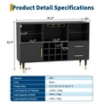 47" Bar Cabinet with LED Lights, Charging Station, Drawers & Wine Rack ...