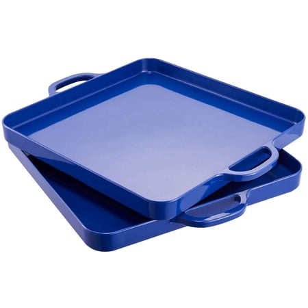 Foodservice Royal Blue Plastic Tray with Handle Set of 2 Large Melamine ...
