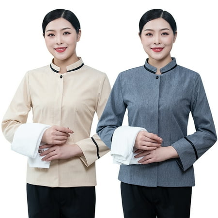 Housekeeping Uniforms Long Sleeved Comfortable Straight Back Breathable ...