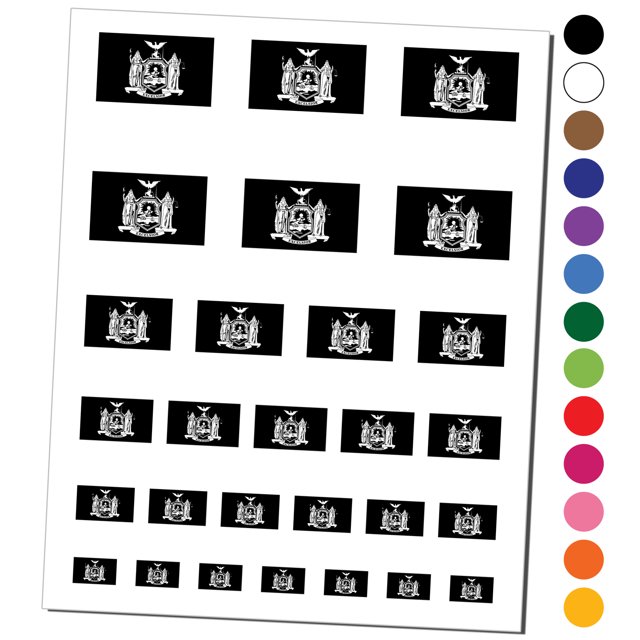 New York State Flag Water Resistant Temporary Tattoo Set Fake Body Art ...