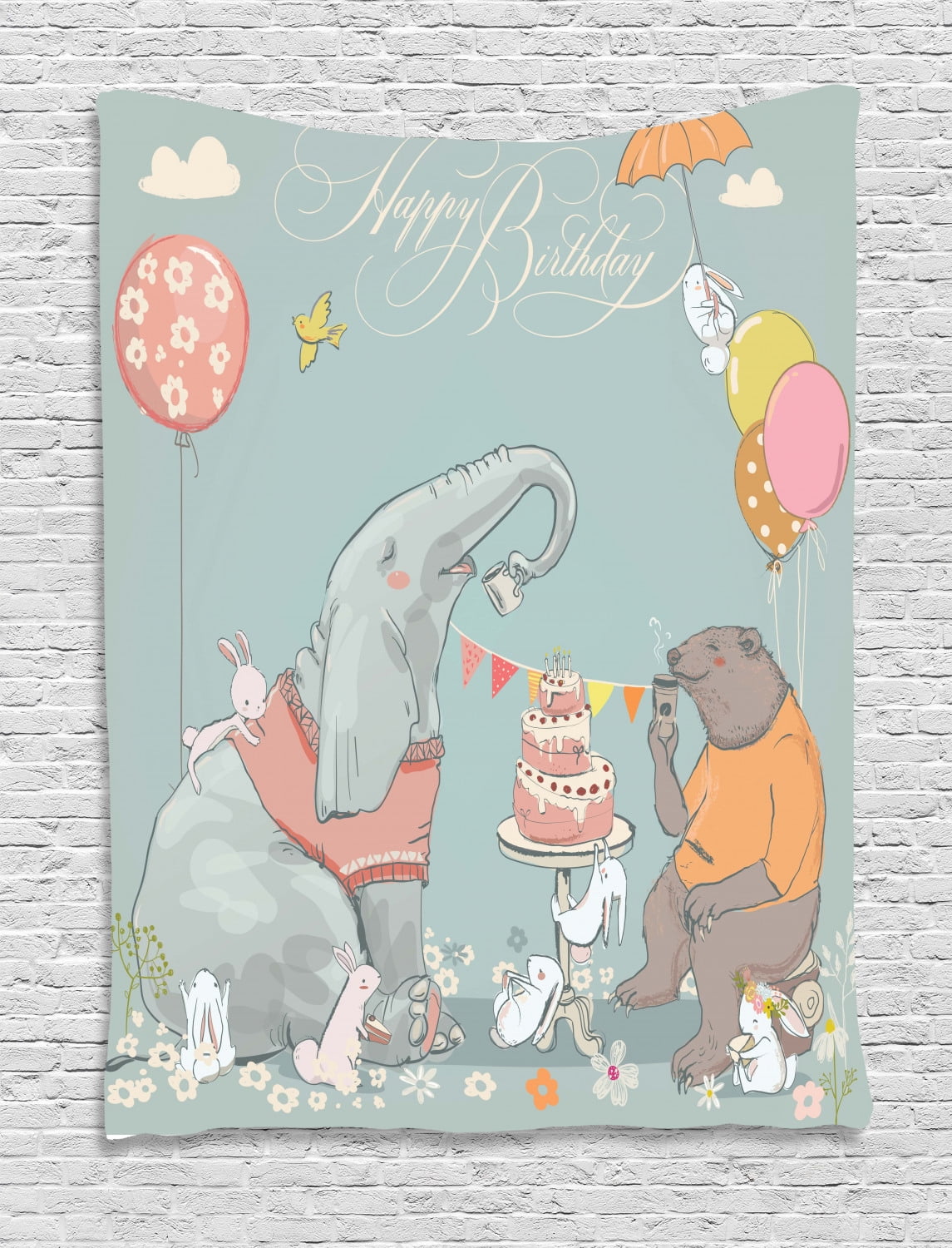 Kids Birthday Tapestry, Festive Celebration Surprise Party Theme Art ...