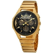 Bulova Men's Classic Black Dial Yellow Gold Plated Steel Bracelet Ultra ...