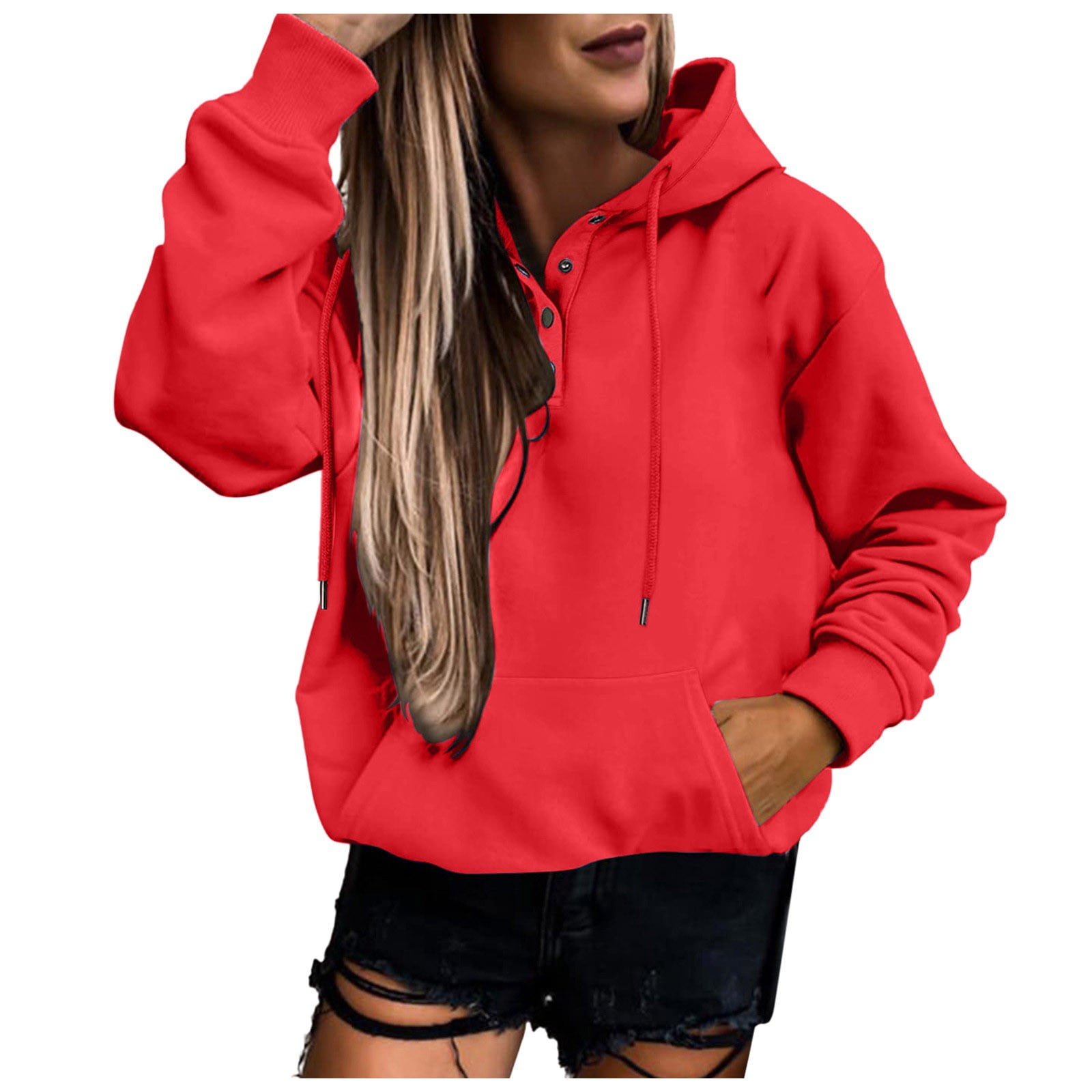 Click here for Aocisk Womens Casual Solid Color Hooded Sweatshirt... prices