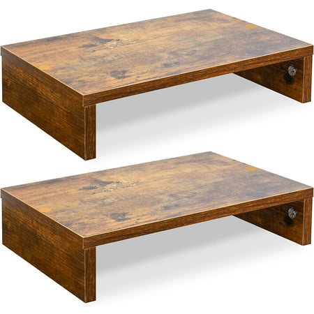 Wood Monitor Stand Riser-2 Pack, 2 Tier Adjustable Monitor Stand Dual ...