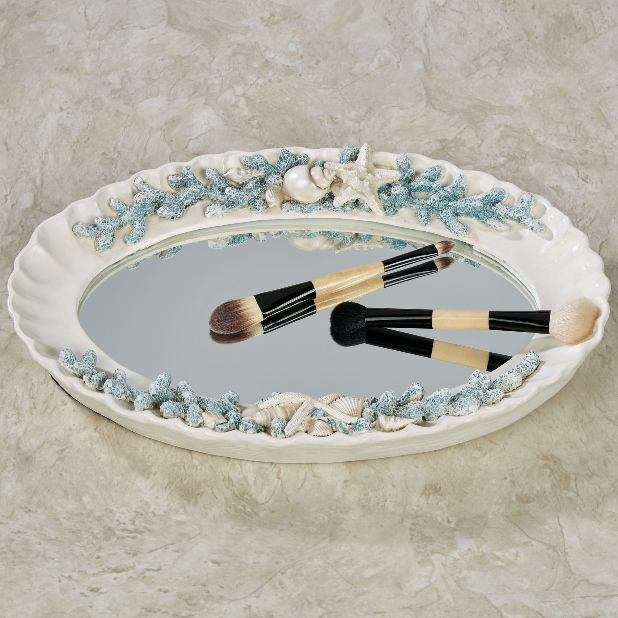 Coral Treasures Coastal Mirrored Vanity Tray Vanity Tray - Walmart.com