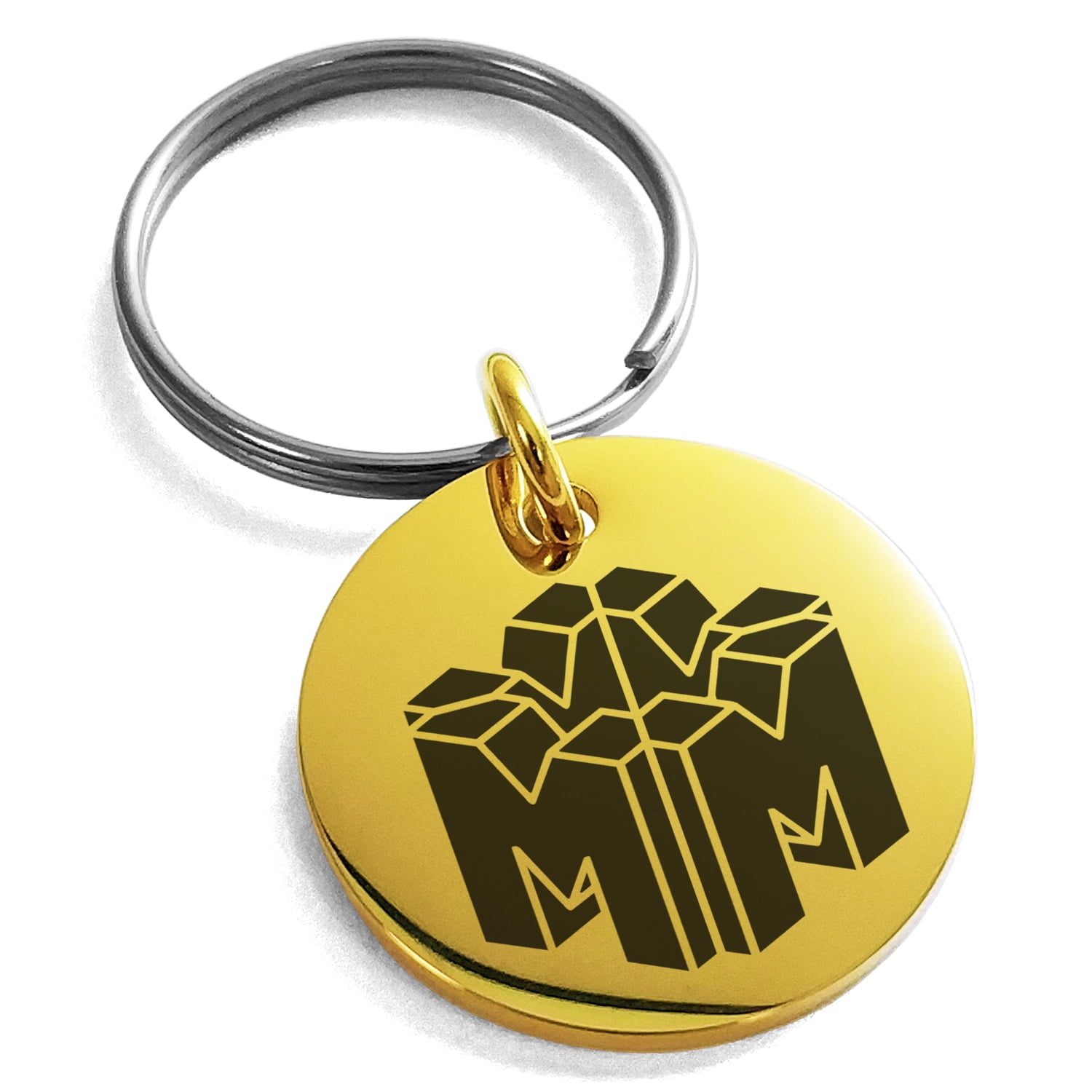 Stainless Steel Letter M Initial 3D Cube Box Monogram Engraved Small ...