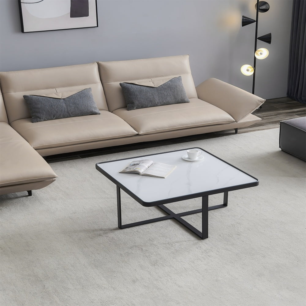 Hassch Minimalism Rectangle Coffee Table, Black Metal Frame - Walmart.com