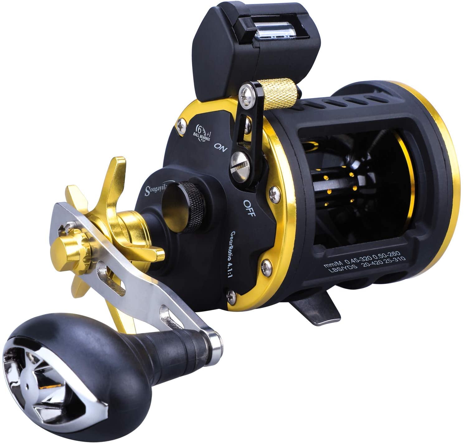 Sougayilang Line Counter Fishing Reel Conventional Level Wind Trolling ...