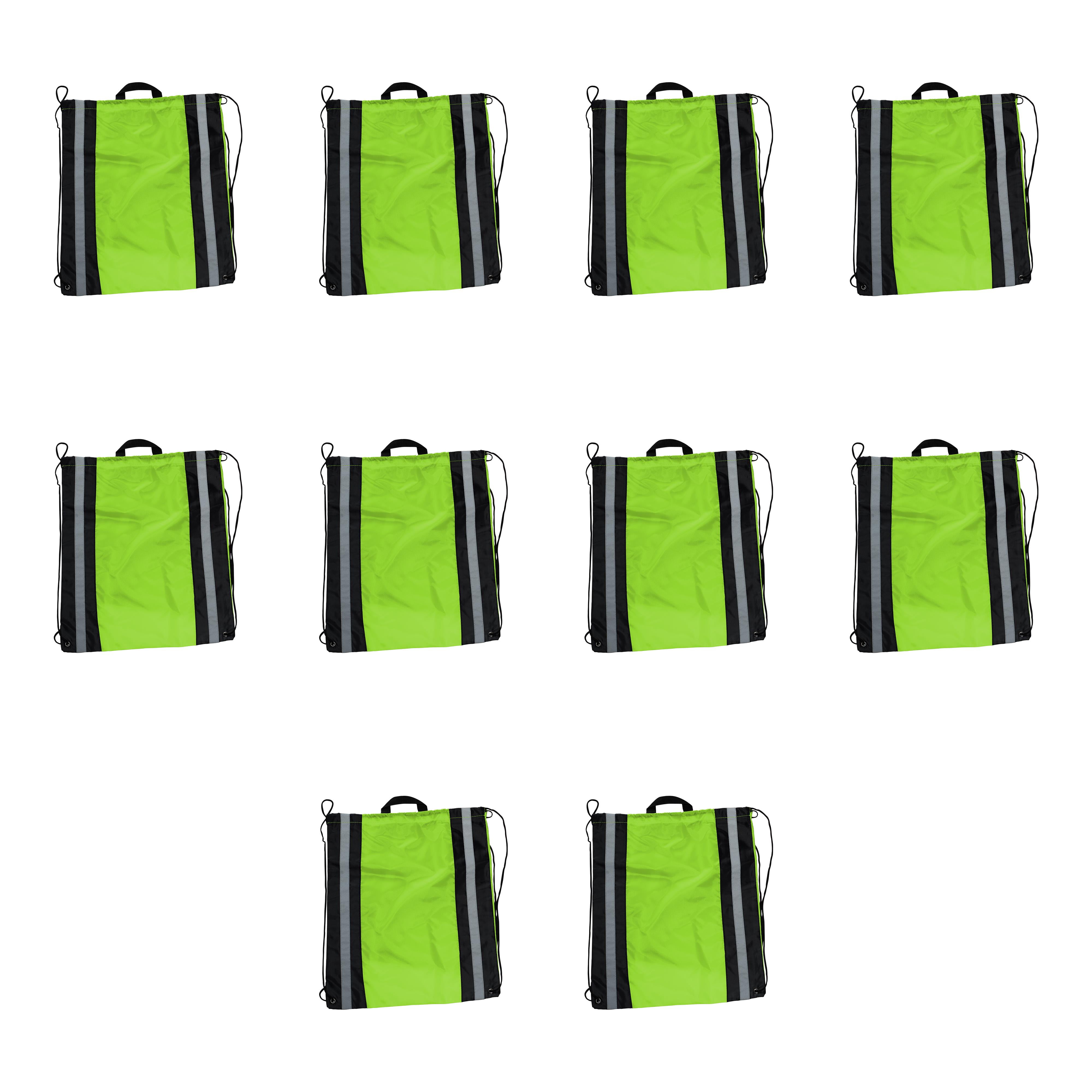 10 Large Reflector Drawstring Backpacks Set - Durable, Reflective ...