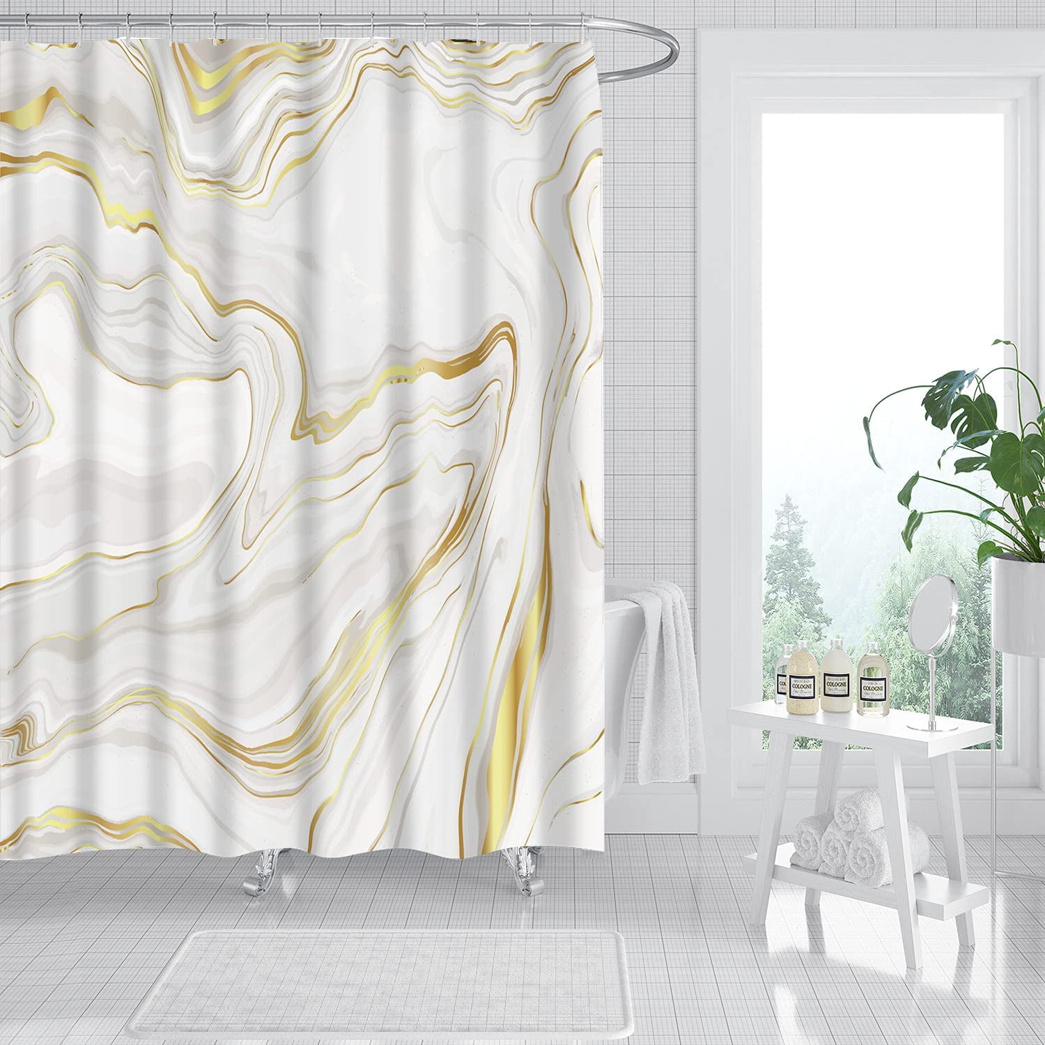 Click here for Yeashow Marble Shower Curtains No Liner  Waterproo... prices