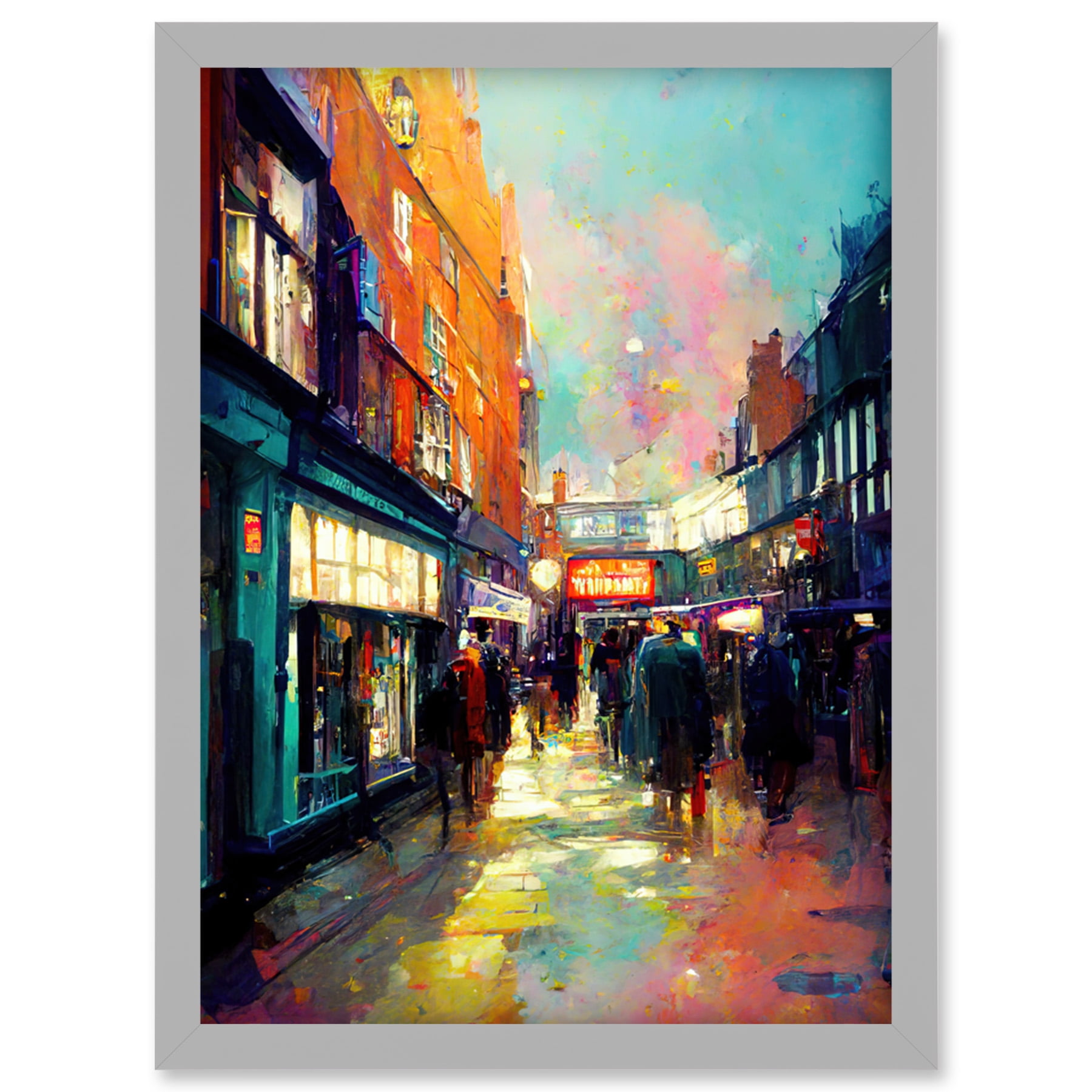Carnaby Street London Bright Acrylic Painting Artwork Framed Wall Art ...