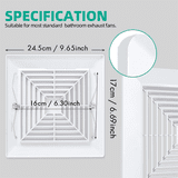 Bathroom Exhaust Fan Cover, White Plastic 24.5x24.5cm, Square Ceiling ...