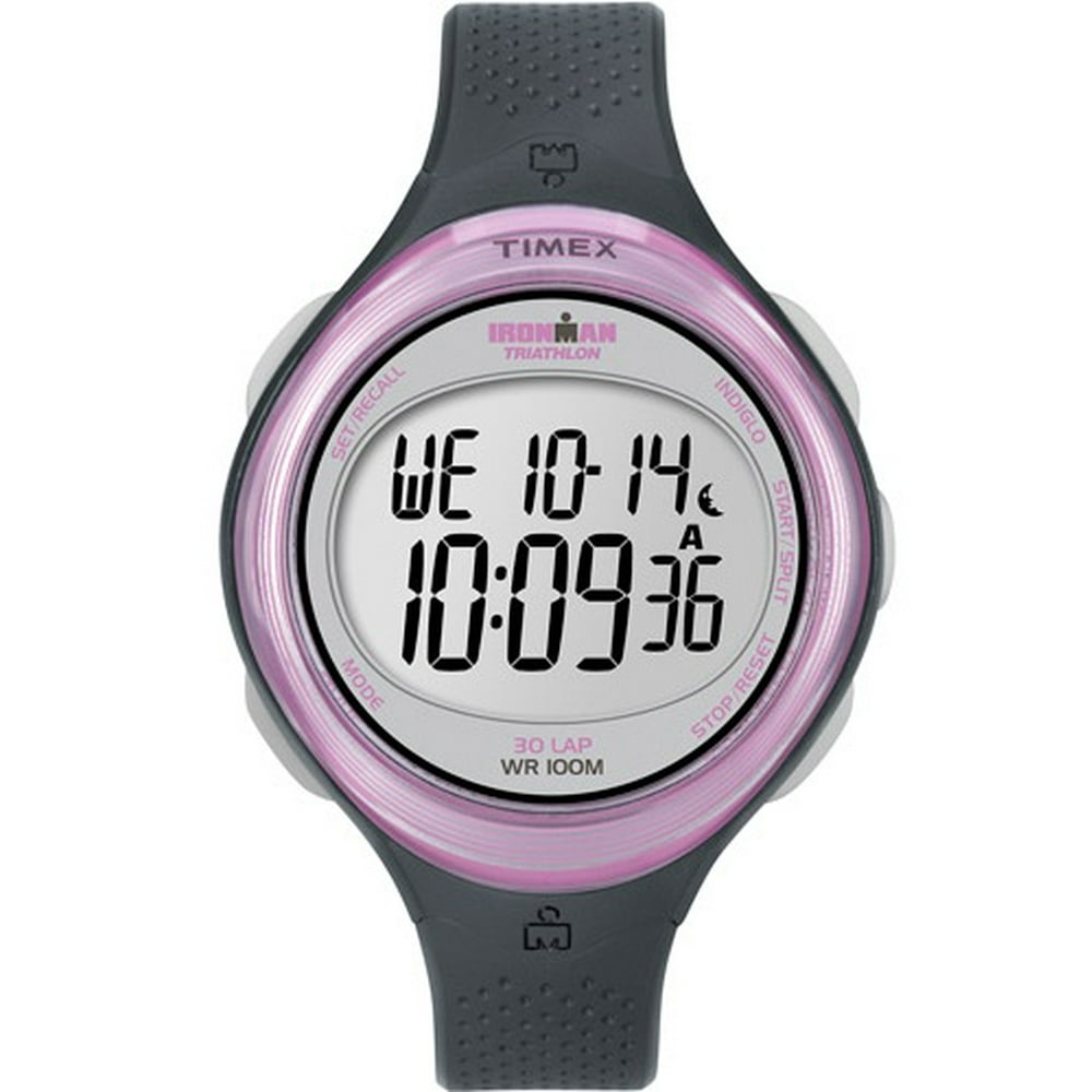 Timex - Timex T5K600 Women's Ironman Clear View Dark Gray/Pink Sports ...