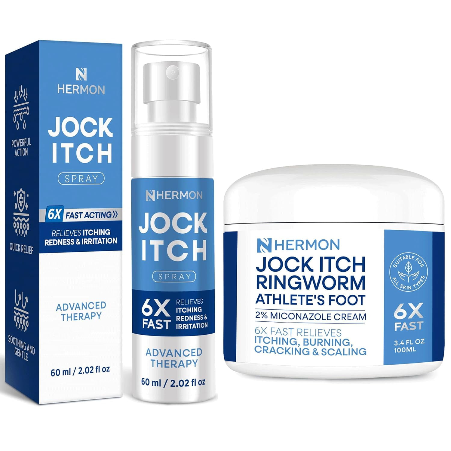 Set de crema y aerosol antimicótico Hermon para tratar la tiña inguinal ...