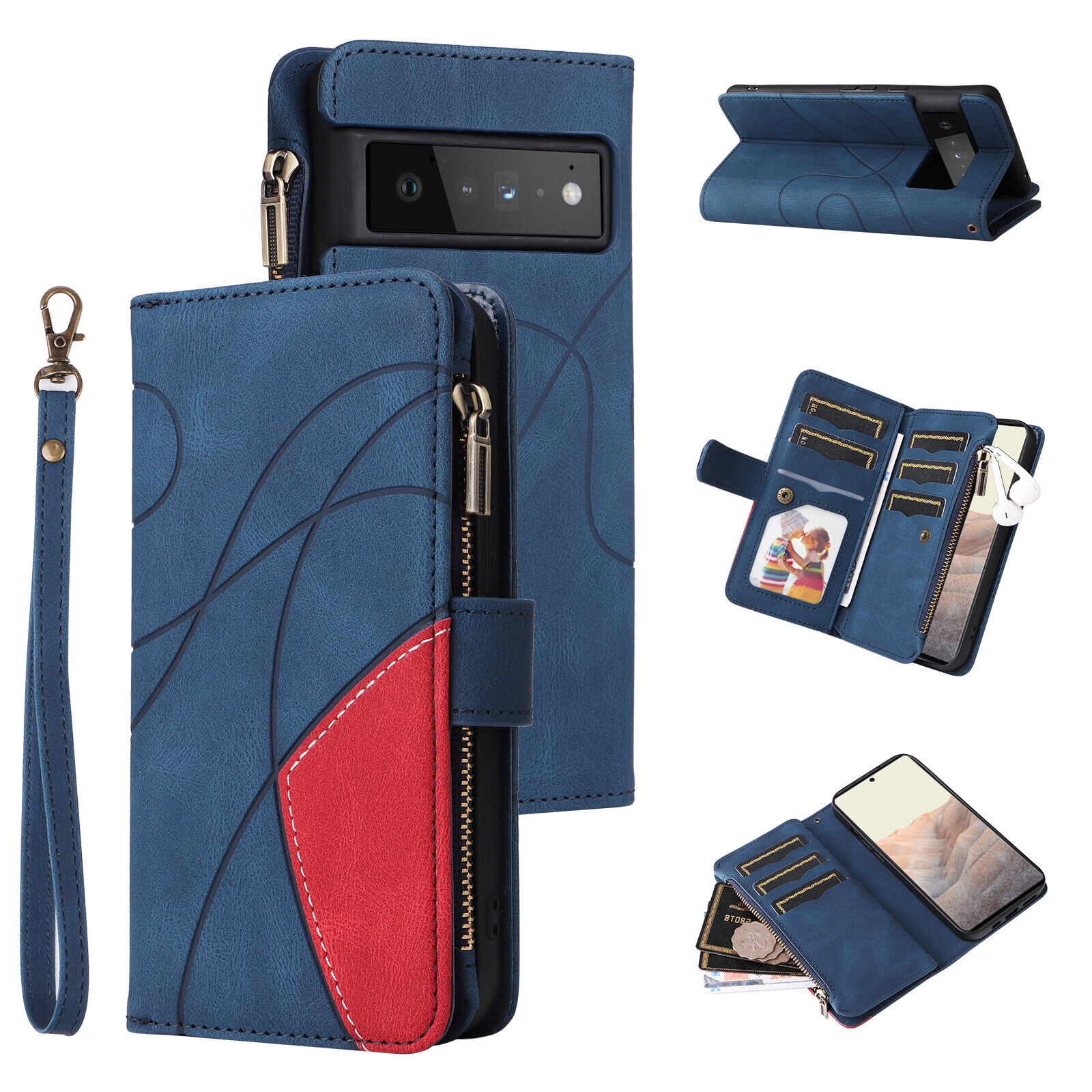 For Google Pixel 7 Pro Cover,Shockproof Luxury Luxury Leather Zipper ...
