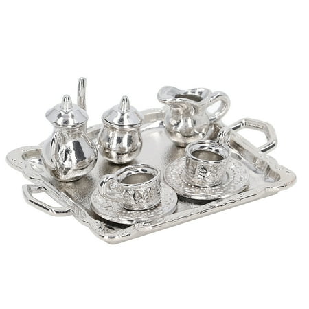 LYUMO Mini Tea Set Metal 1/12 Scaled Simulation Lifelike Miniature Tea ...