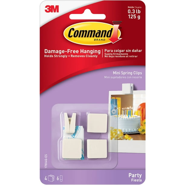 Command Party Mini Spring Clips, Clear, 4 Clips, 6 Strips/Pack ...