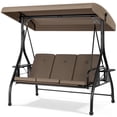 VIVOHOME Steel Porch Swing with Adjustable Canopy, 3-Seat Convertible ...