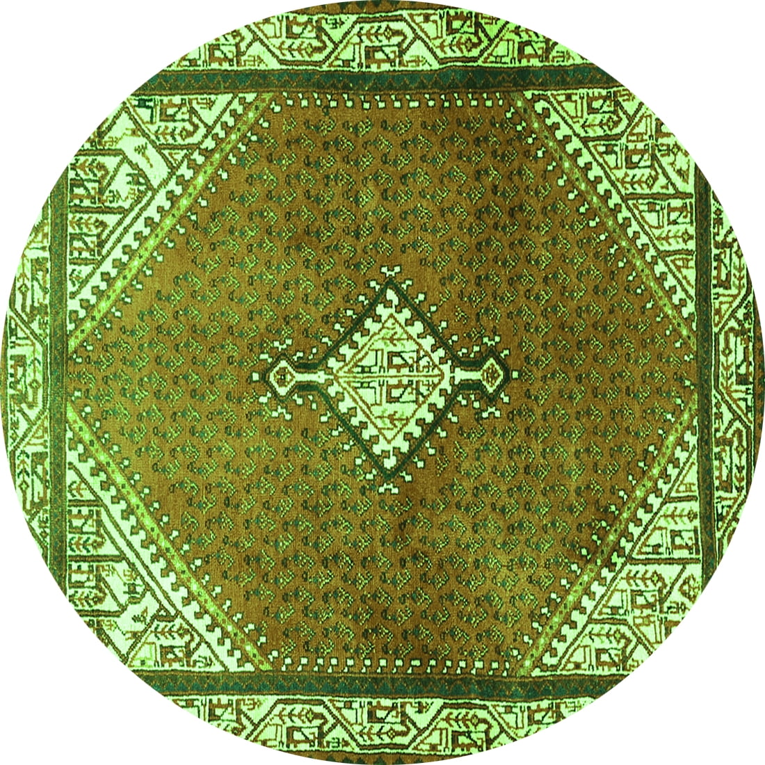 Ahgly Company Indoor Round Medallion Green Traditional Area Rugs, 8 ...