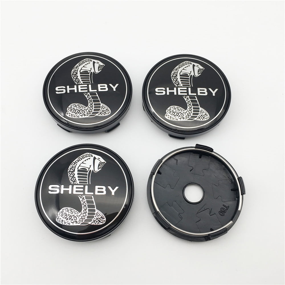 4 Pieces 60mm ABS Aluminum Black Silver Shelby Car Custom Rim Wheel Hub ...