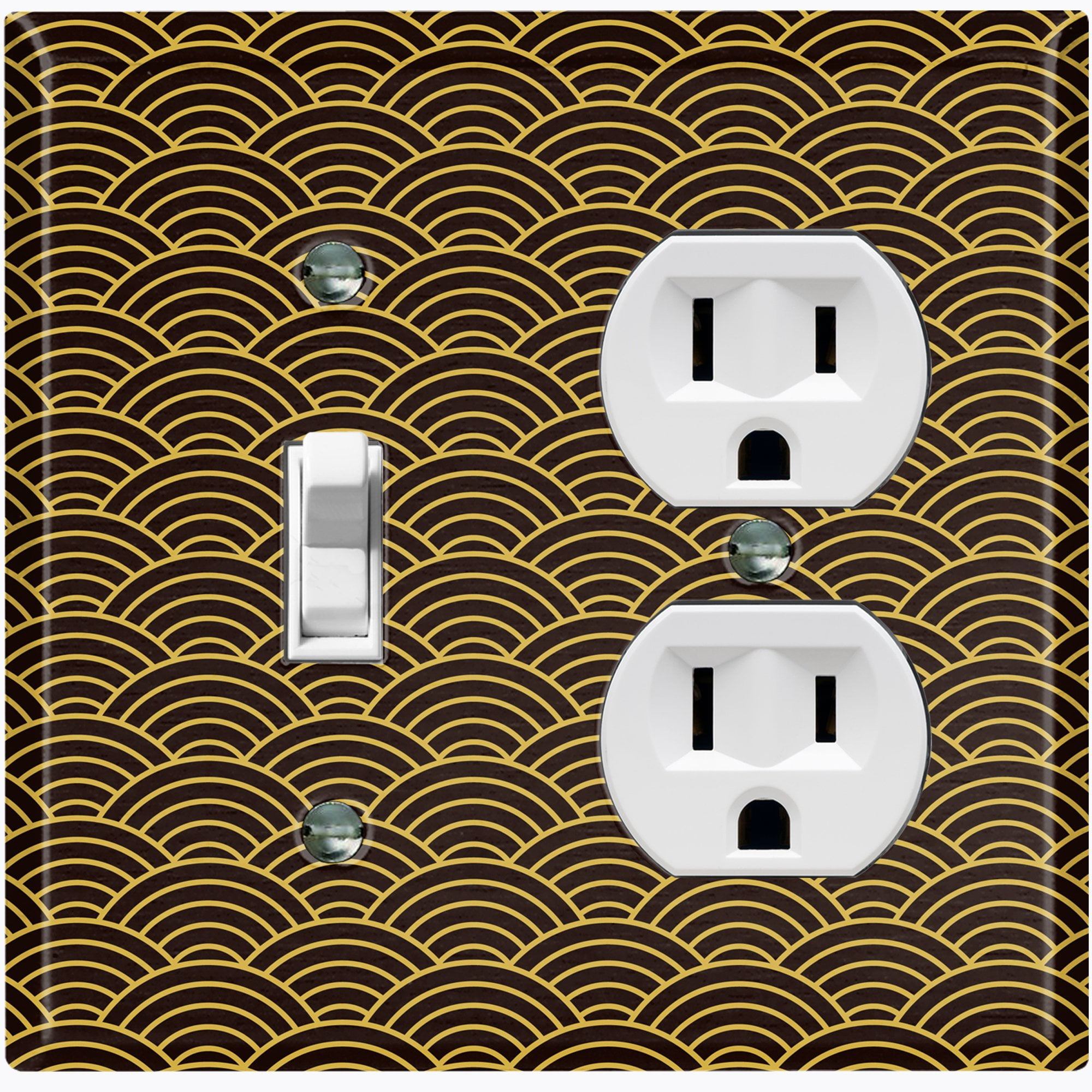 Metal Light Switch Plate Cover Japanese Sea Wave Pattern Black ...